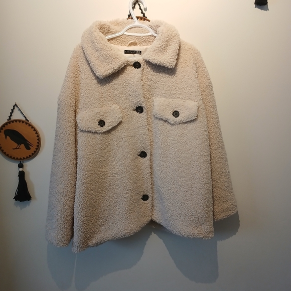 Black Tape_ | Jackets & Coats | Oversized Creamwhite Teddy Shaket ...